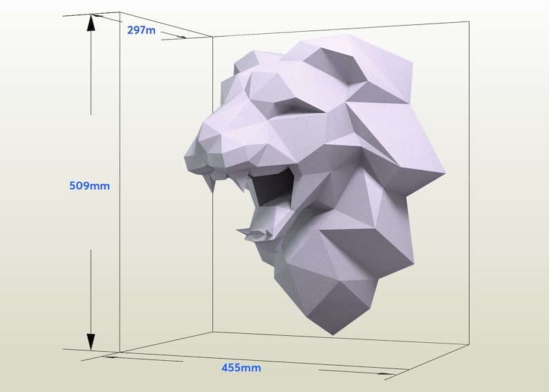 Lion Head Paper Model Template lion Head Paper Sculpture - Etsy UK