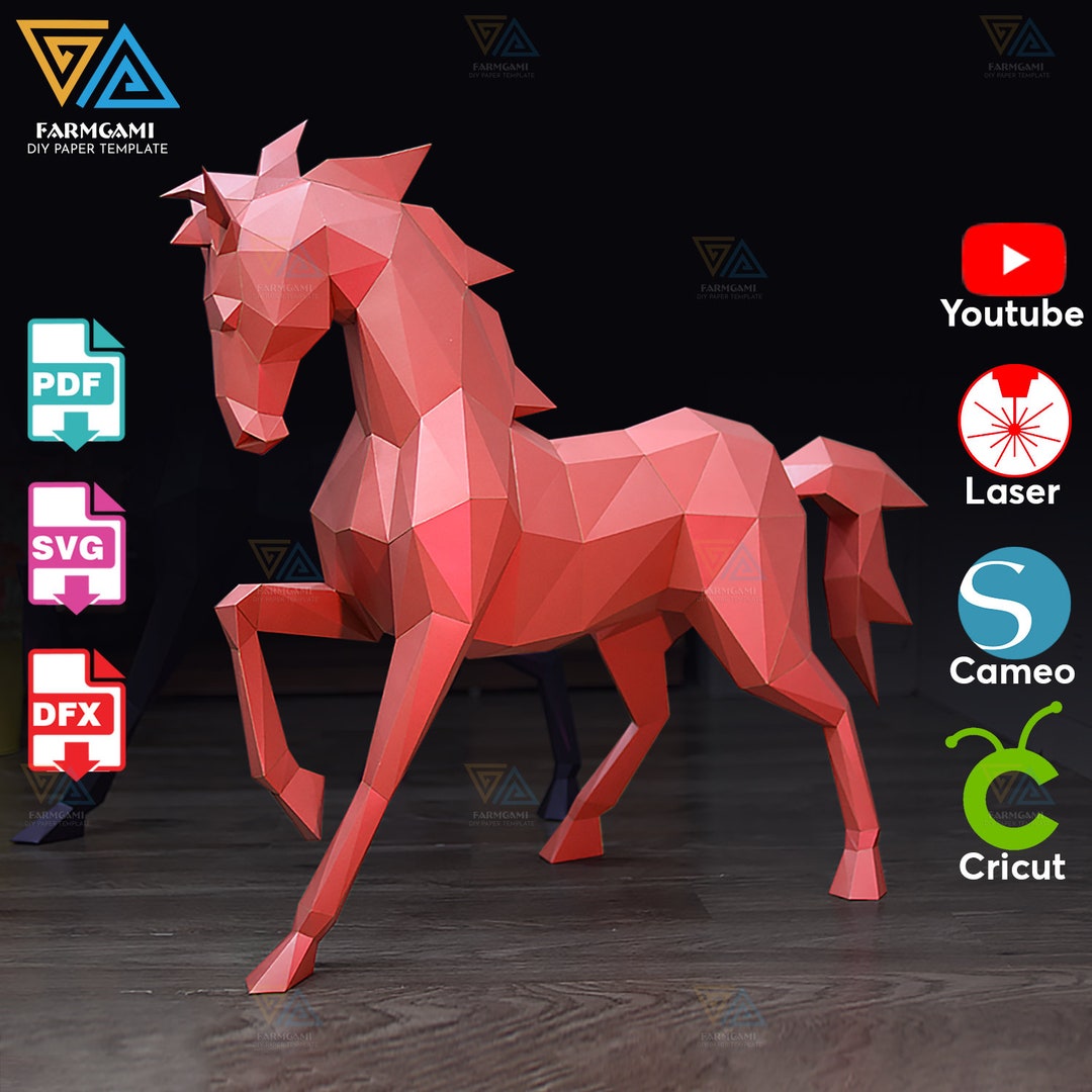 Horse Stand Paper Model Template | Horse Stand Paper Sculpture | Horse ...