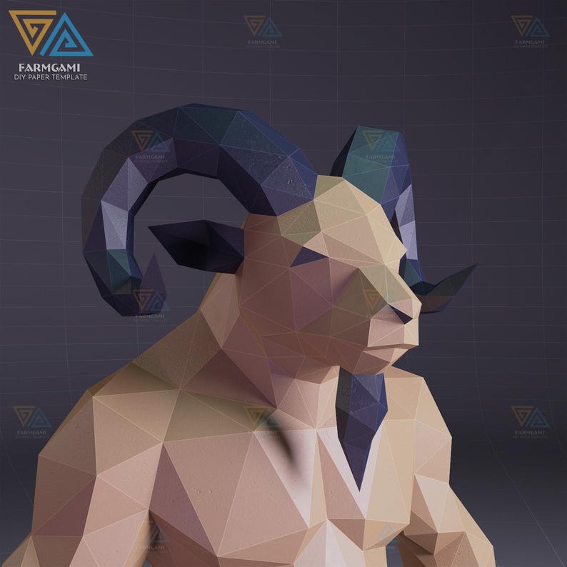 Goat Warrior Papercraft Template – Diy 3D Paper Sculpture (PDF, DXF ...
