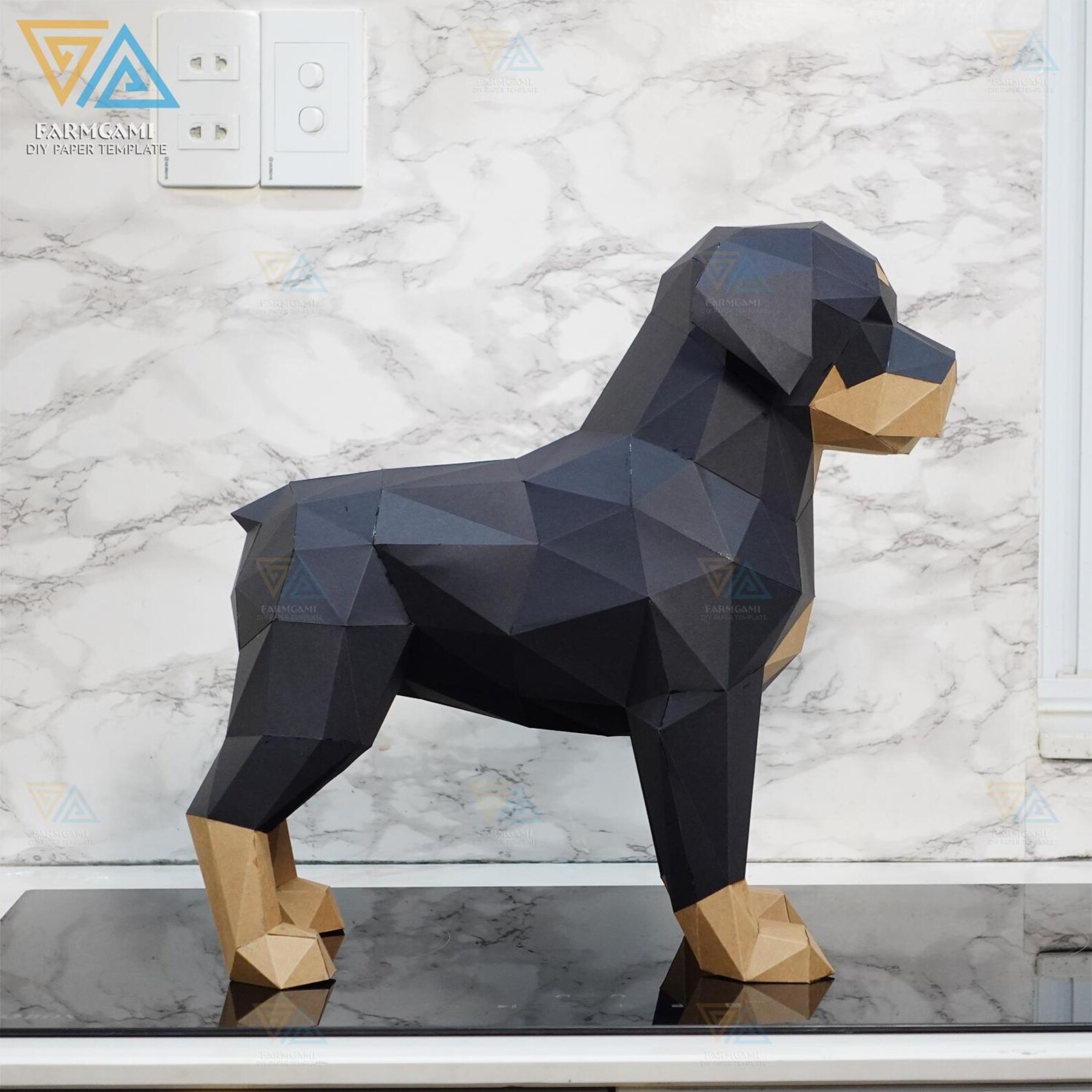 3D Papercraft Rottweiler Dog – DIY Low Poly Paper Model (digital ...