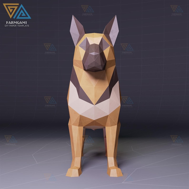 3D Papercraft German Shepherd Dog – DIY Paper Sculpture Template ...
