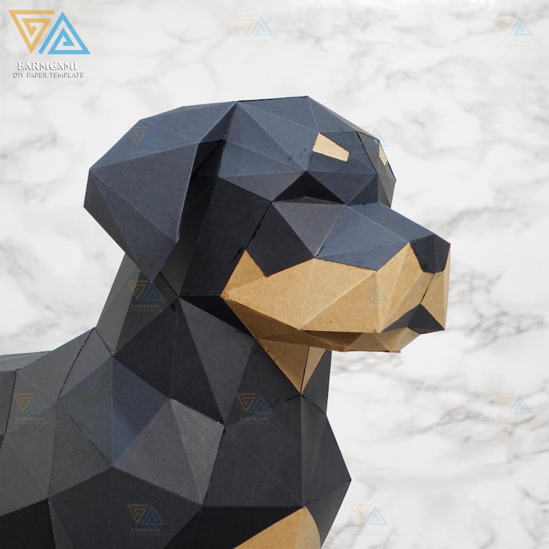 3D Papercraft Rottweiler Dog – DIY Low Poly Paper Model (digital ...