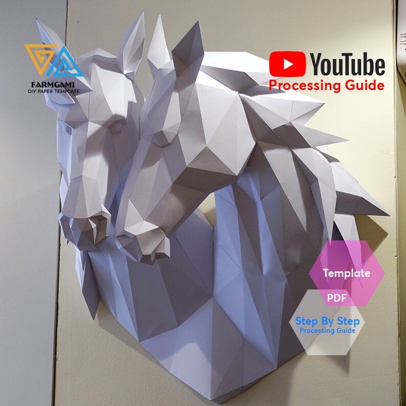 Couple Horse Paper Model Template couple Horse Paper - Etsy