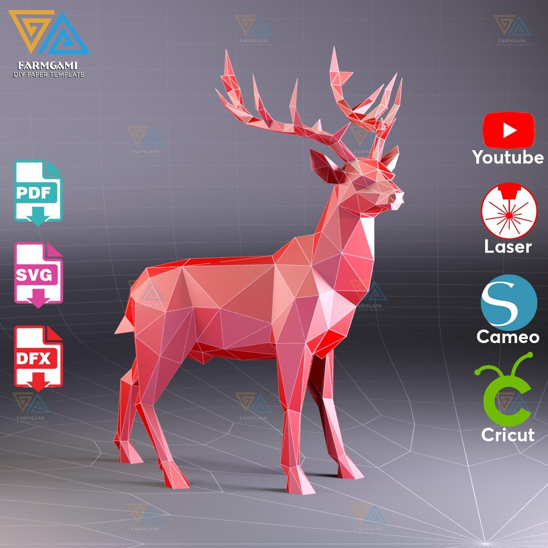 3D Paper Reindeer Template – Diy Papercraft (SVG DXF PDF) - Etsy