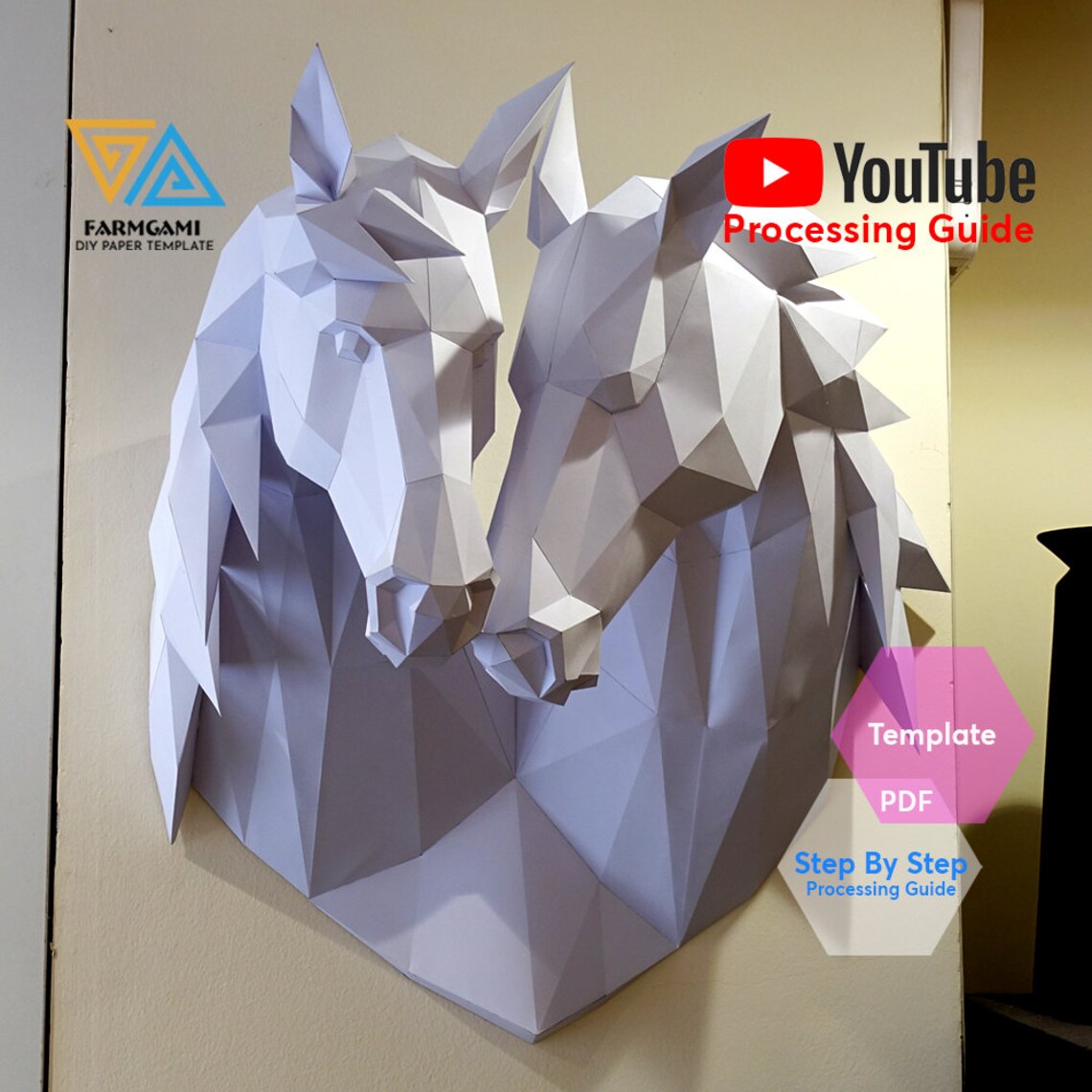 Couple Horse Paper Model Template couple Horse Paper - Etsy