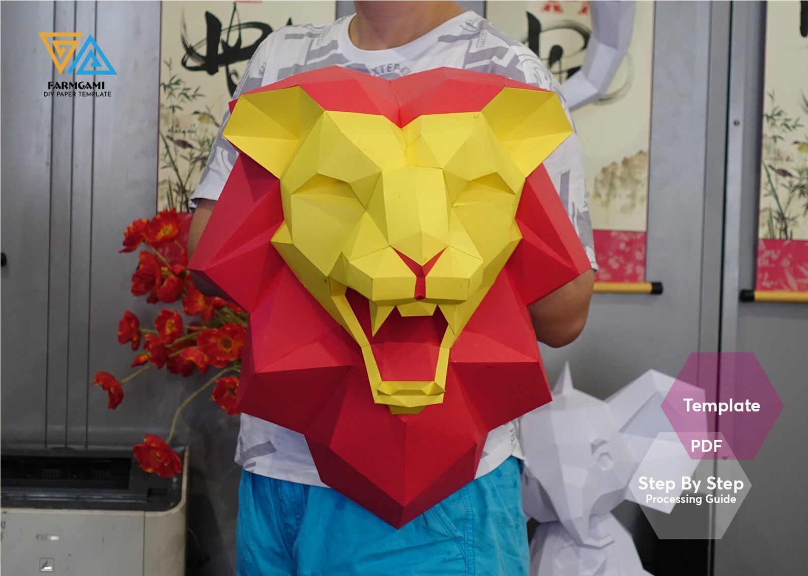 Lion Head Paper Model Template lion Head Paper Sculpture - Etsy UK