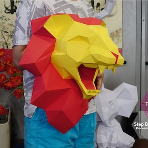 Lion Head Paper Model Template |lion Head Paper Sculpture |lion Head ...