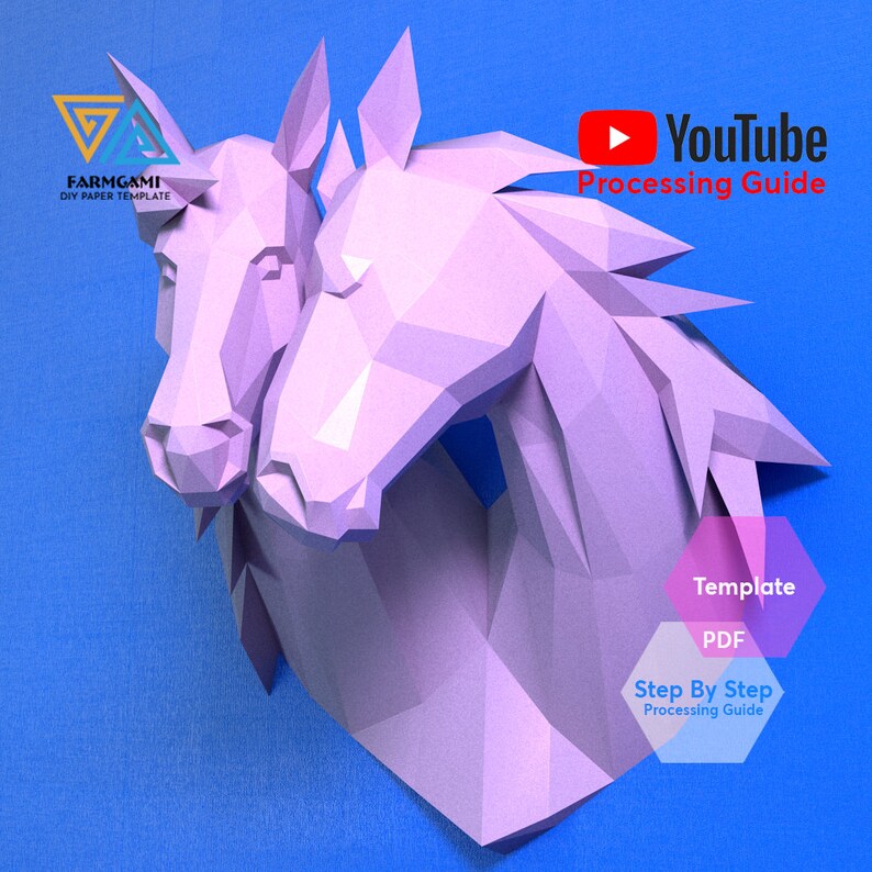 Couple Horse Paper Model Template couple Horse Paper - Etsy