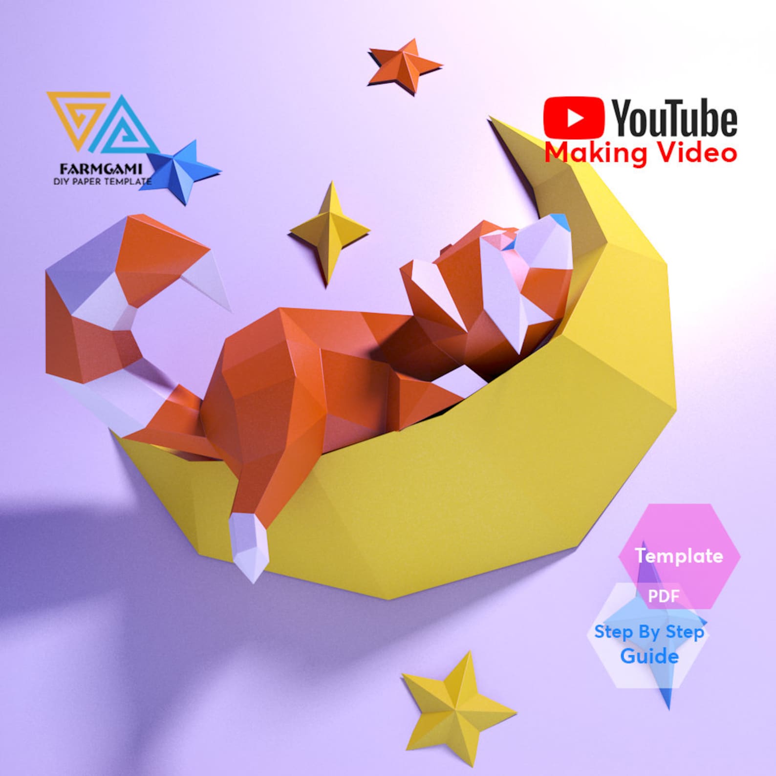 Animal Paper Model Template red Panda Little Fox Paper - Etsy