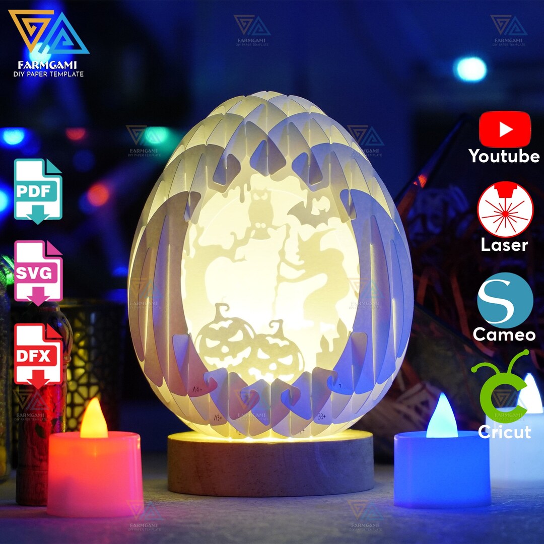 Mini Egg Shadow Light Pop up With the Witch Partten SVG for Cricut ...