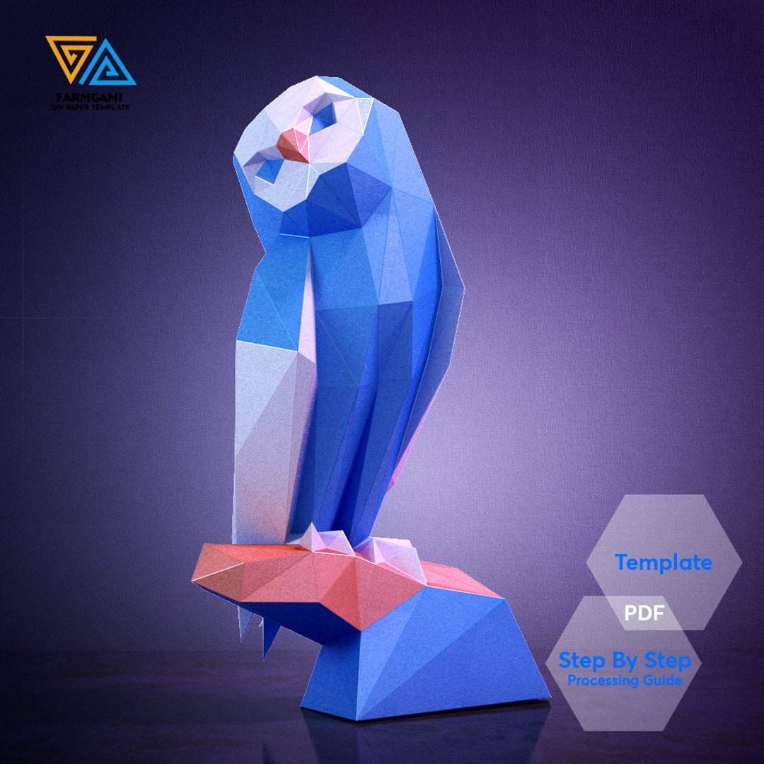 Owl Paper Model Template Owl Paper Sculpture Owl - Etsy