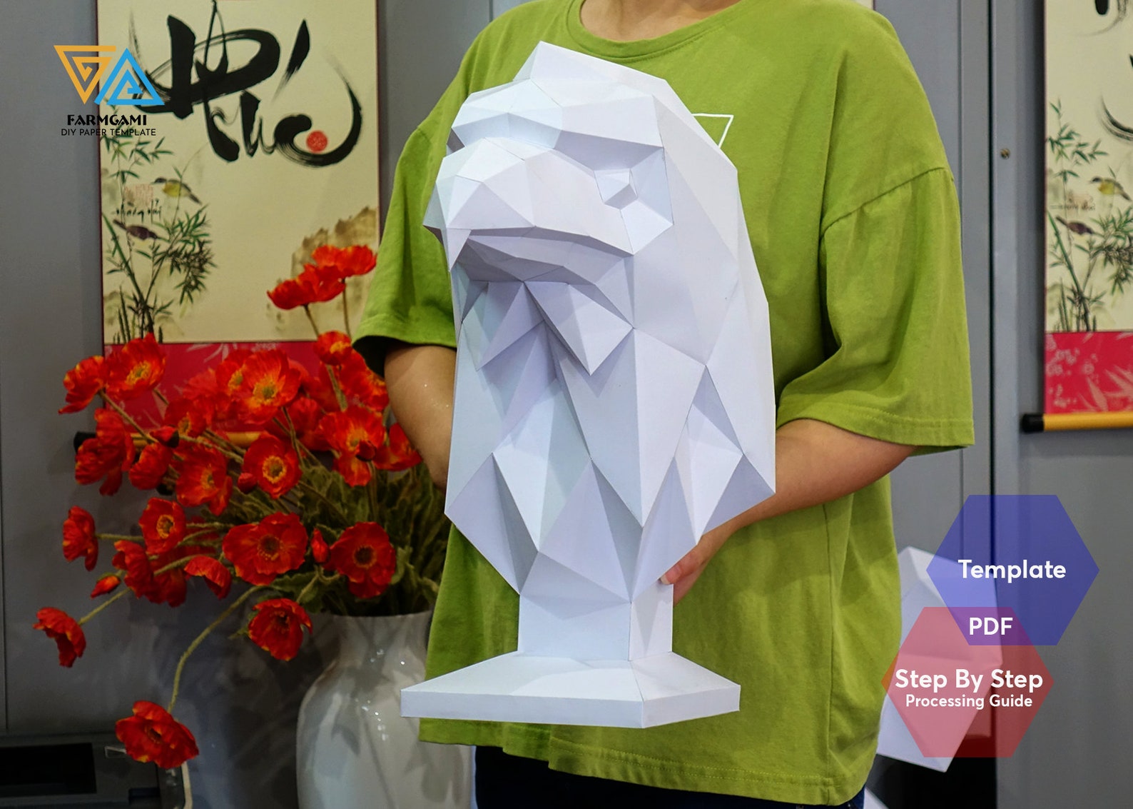 Eagle head Paper Model template Eagle head paper Sculpture | Etsy