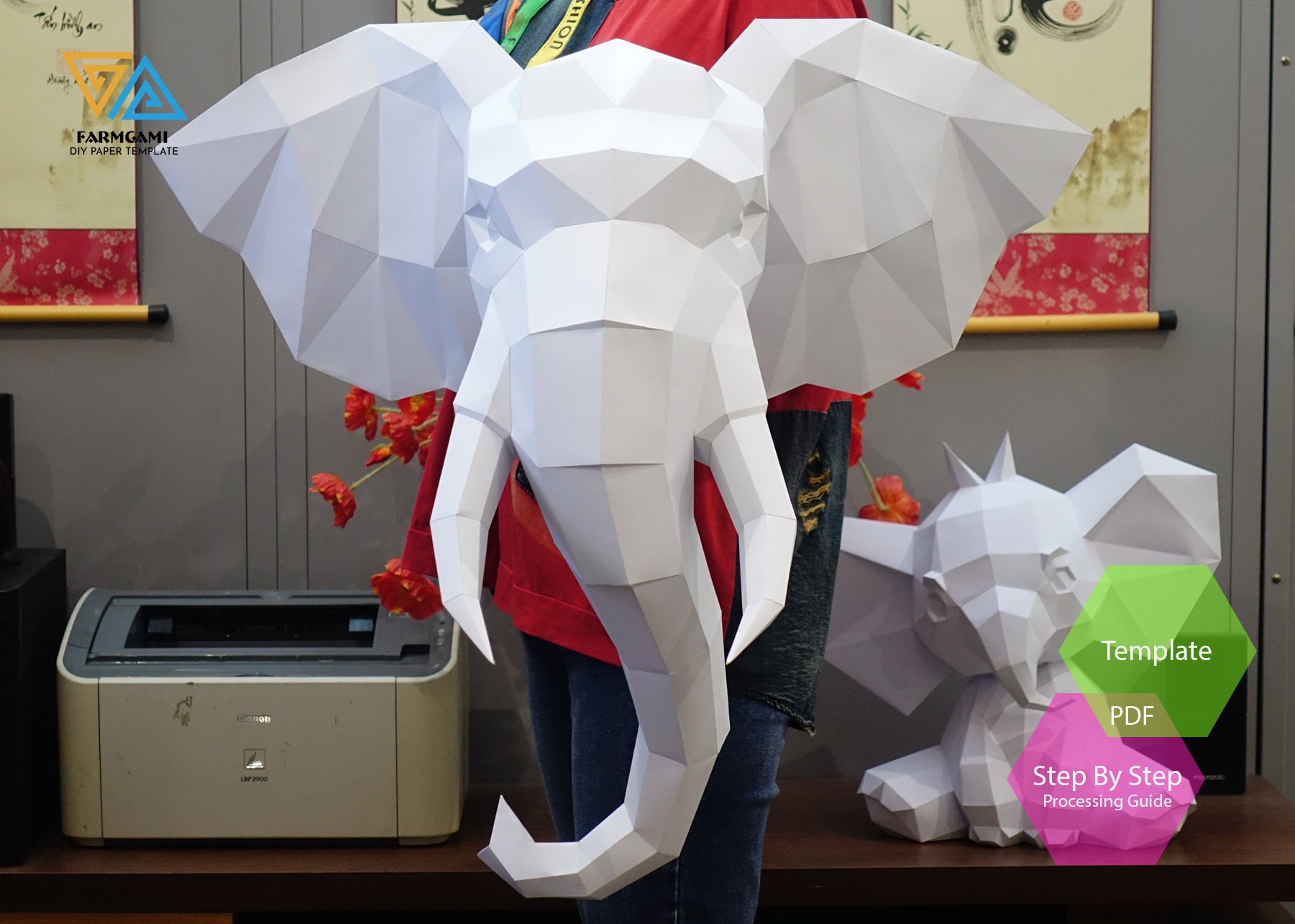 Elephant Paper Model Template: DIY 3D Papercraft (digital Download) - Etsy