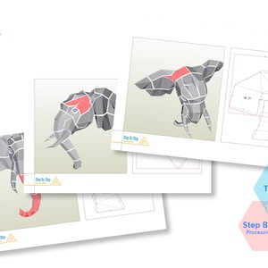 Elephant Paper Model template Elephant paper Sculpture | Etsy