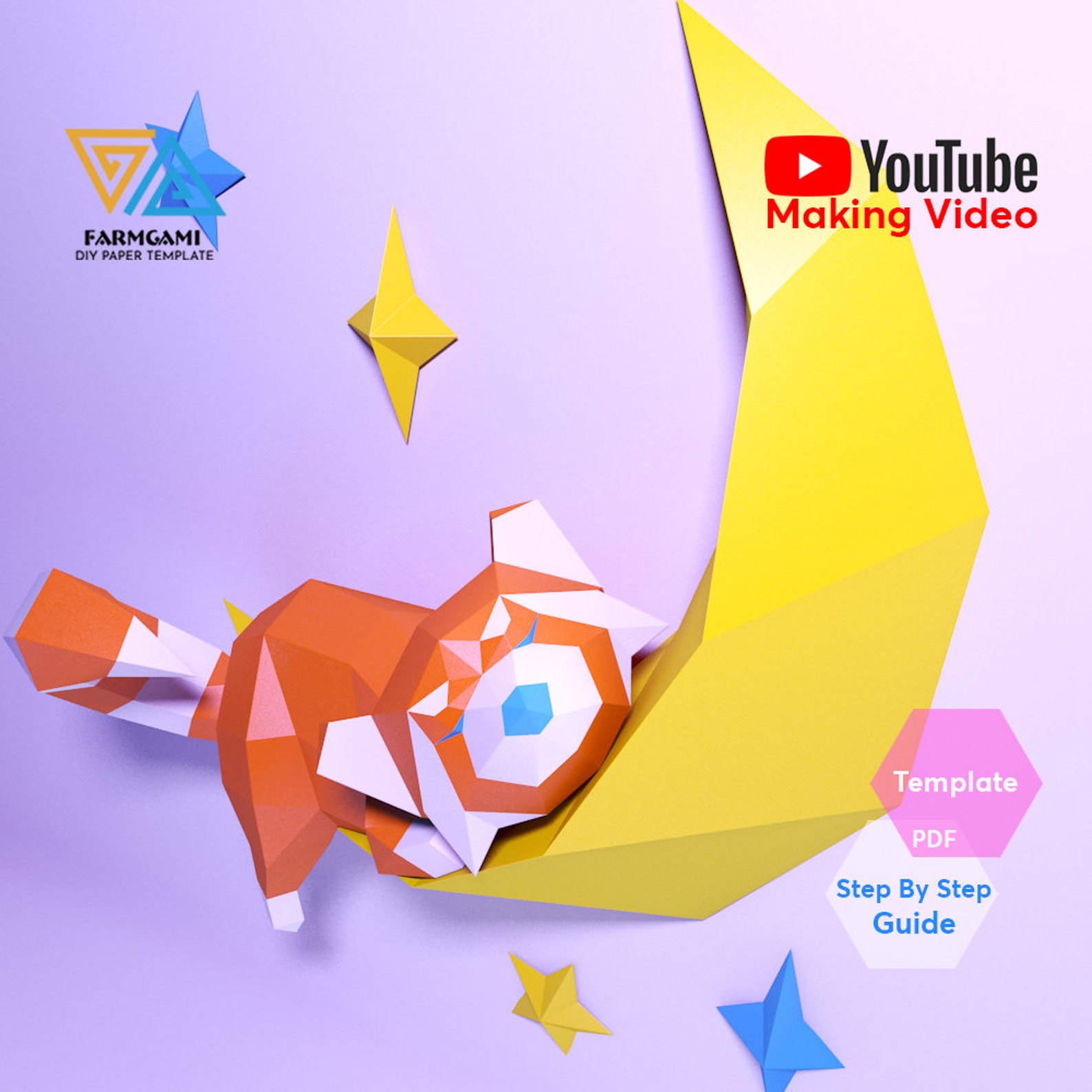 Animal Paper Model Template red Panda Little Fox Paper - Etsy