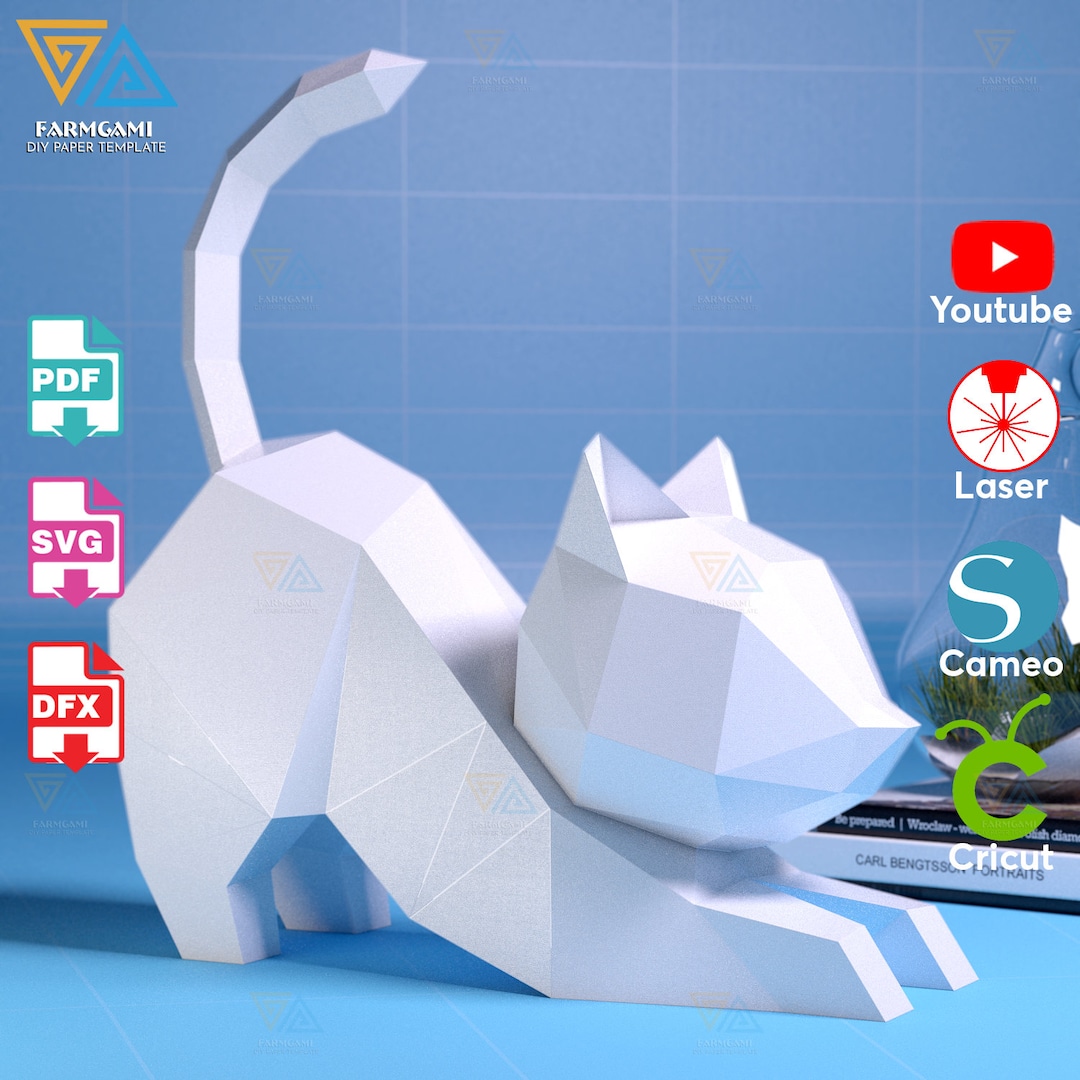 Lazy Cat Paper Model Template |lazy Cat Paper Sculpture |lazy Cat ...
