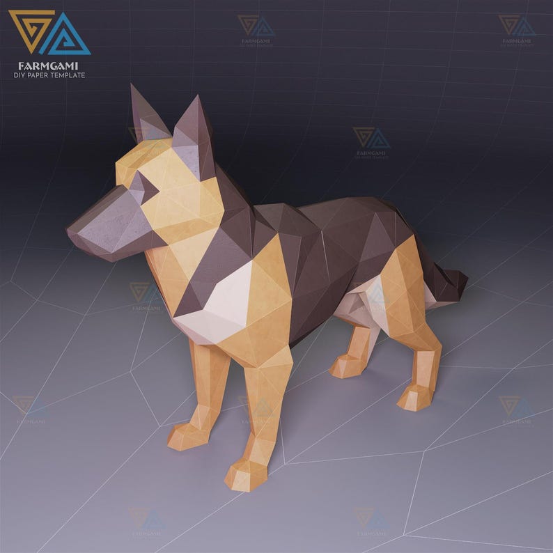 3D Papercraft German Shepherd Dog – DIY Paper Sculpture Template ...