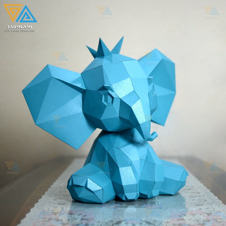 Baby Elephant 3D Paper Sculpture Template – DIY Papercraft Kit - Etsy
