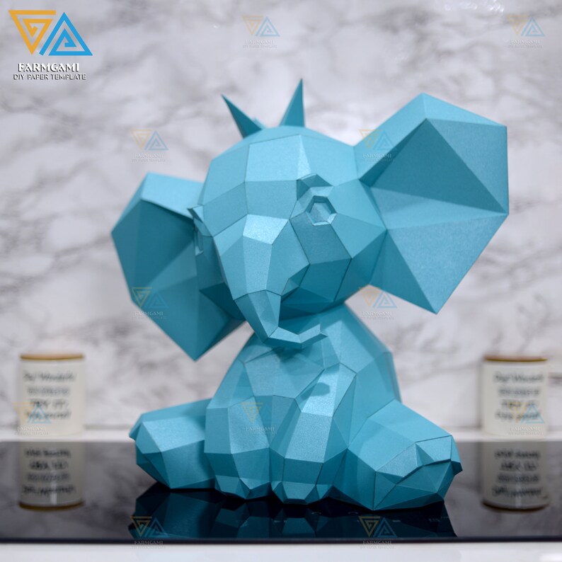 Baby Elephant 3D Paper Sculpture Template – DIY Papercraft Kit - Etsy