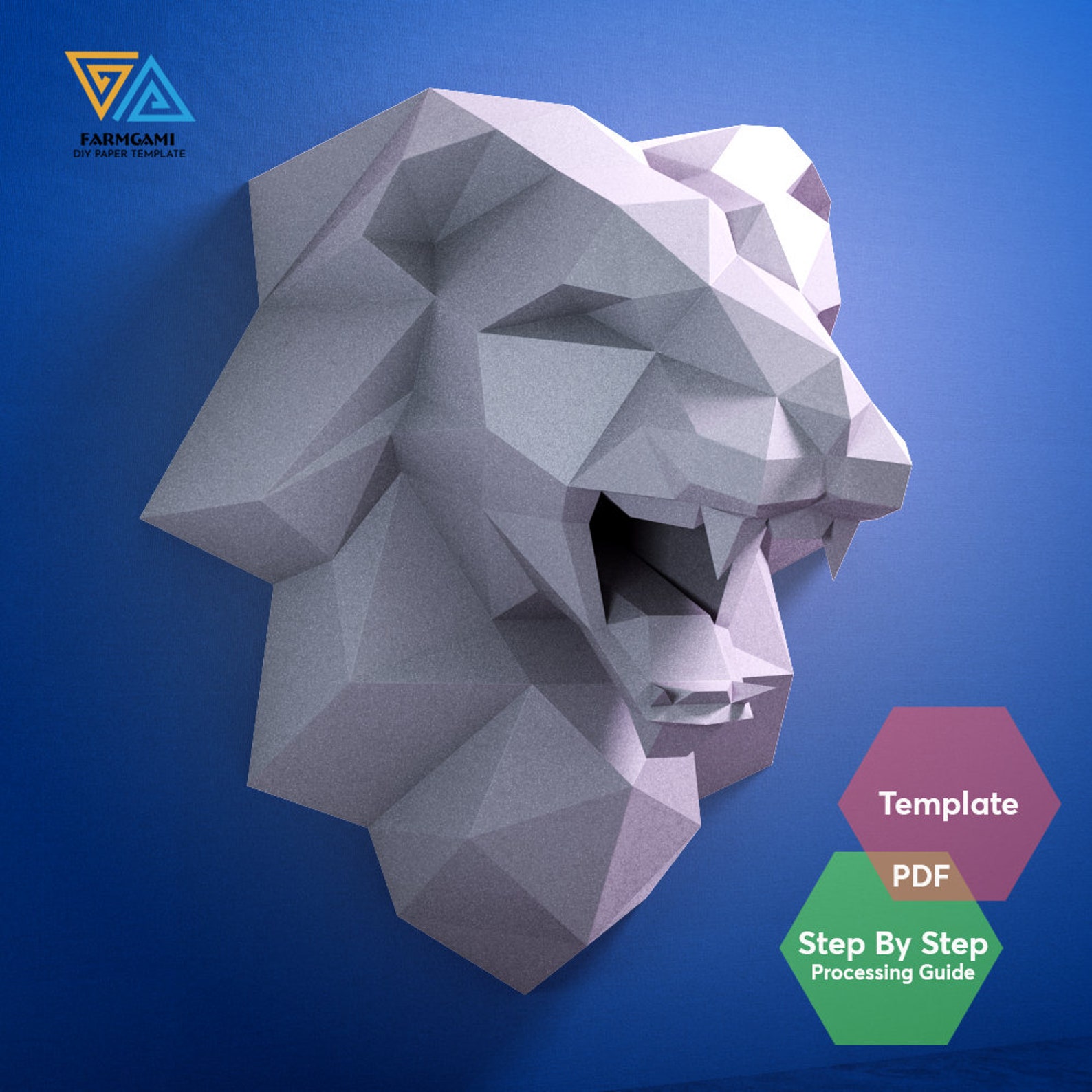 Lion Head Paper Model Template lion Head Paper Sculpture - Etsy UK