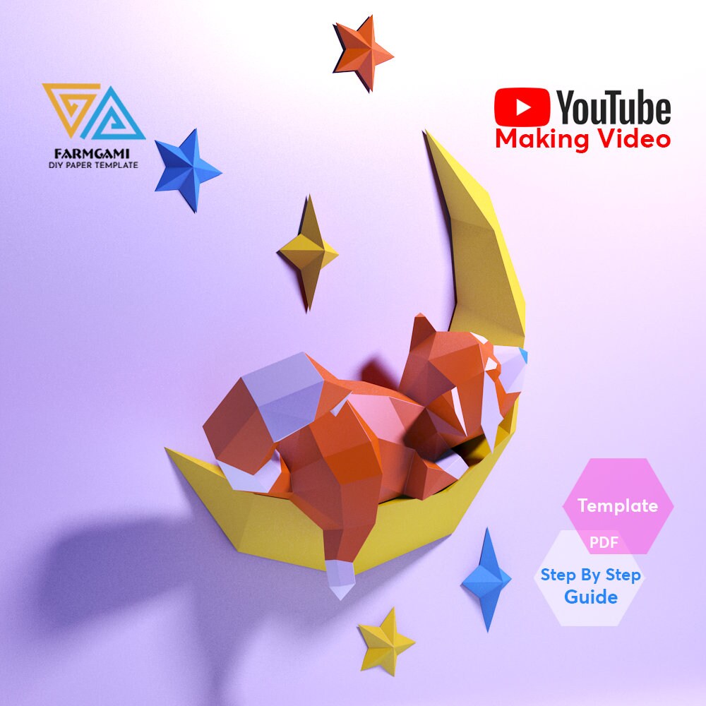 Animal Paper Model Template red Panda Little Fox Paper - Etsy