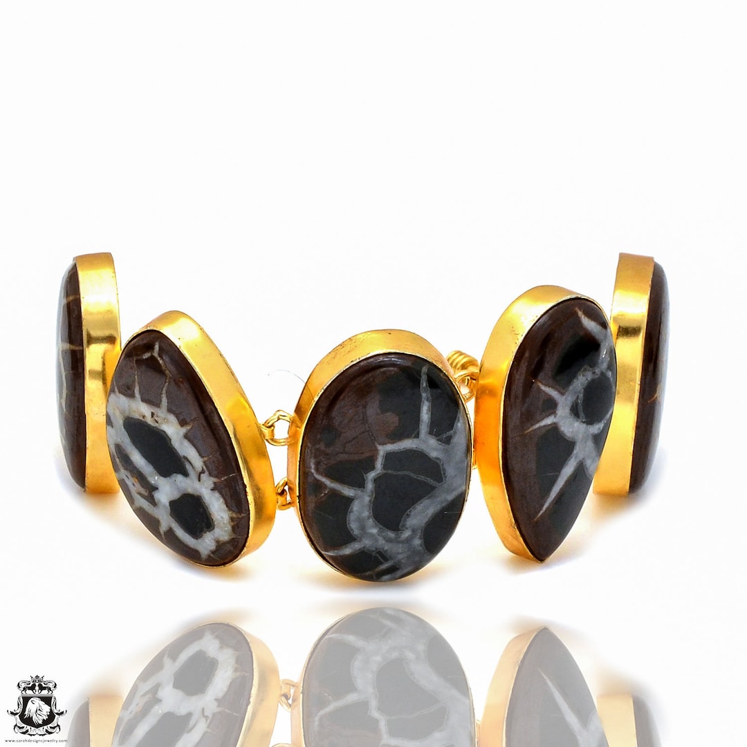 Septarian Nodule 24k Gold Healing Crystal Bracelet • Birthstone ...