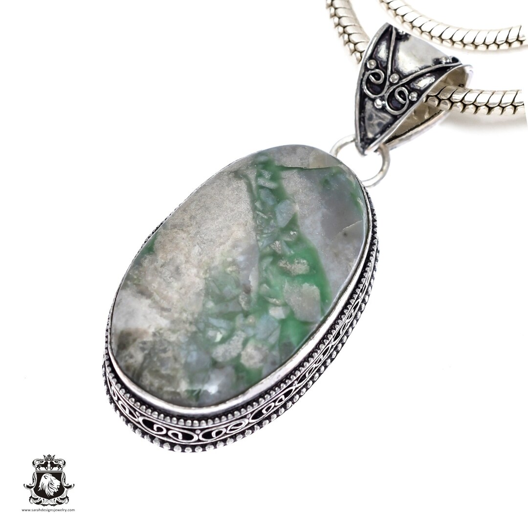 VARISCITE (nevada Mined) Pendant & FREE 3MM Italian 925 Sterling Silver ...