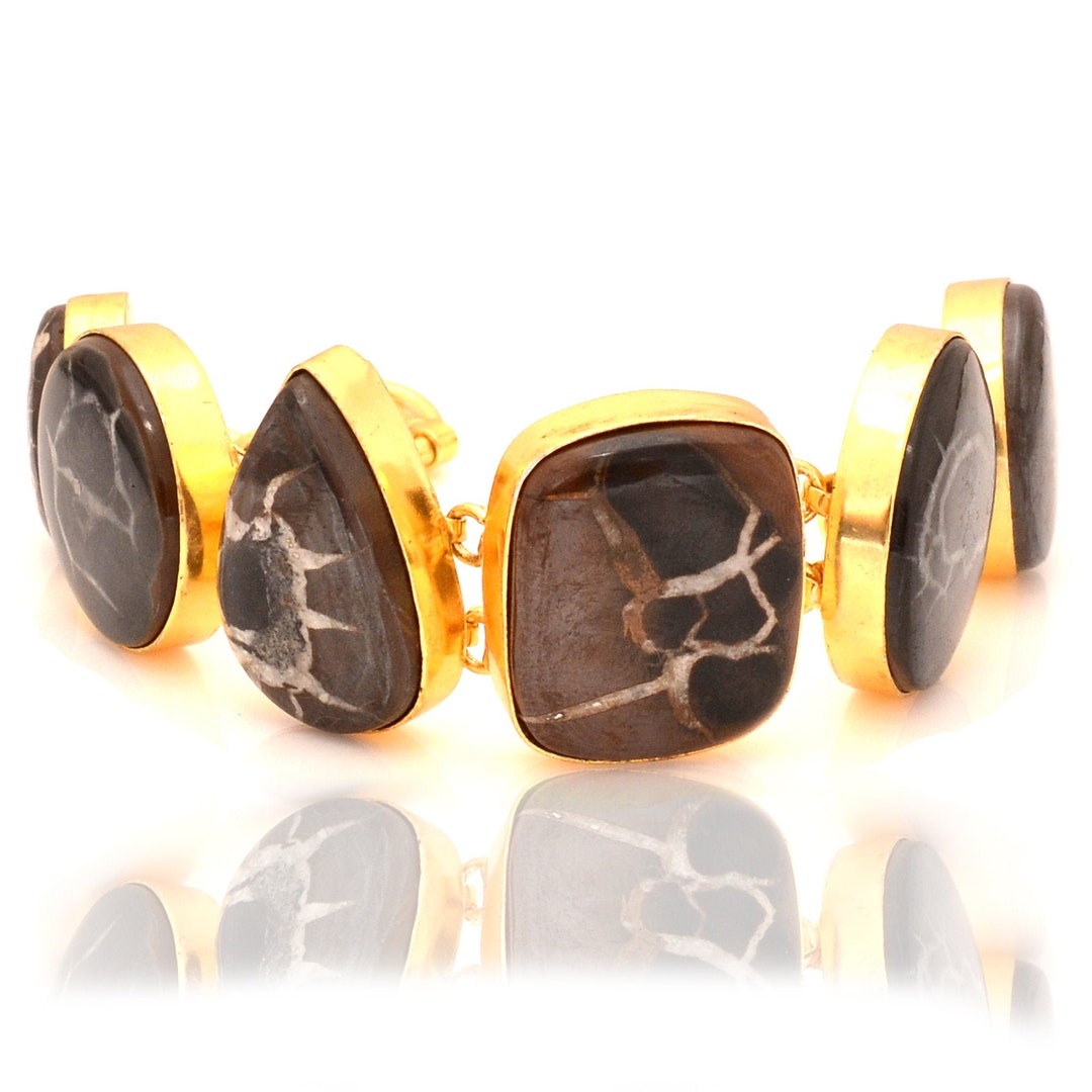 Septarian Nodule Gold Healing Crystal Bracelet • Birthstone Bracelet ...