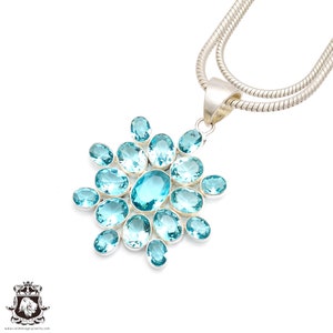 Blue Topaz 925 Sterling Silver Pendant & 2MM Italian 925 Sterling ...