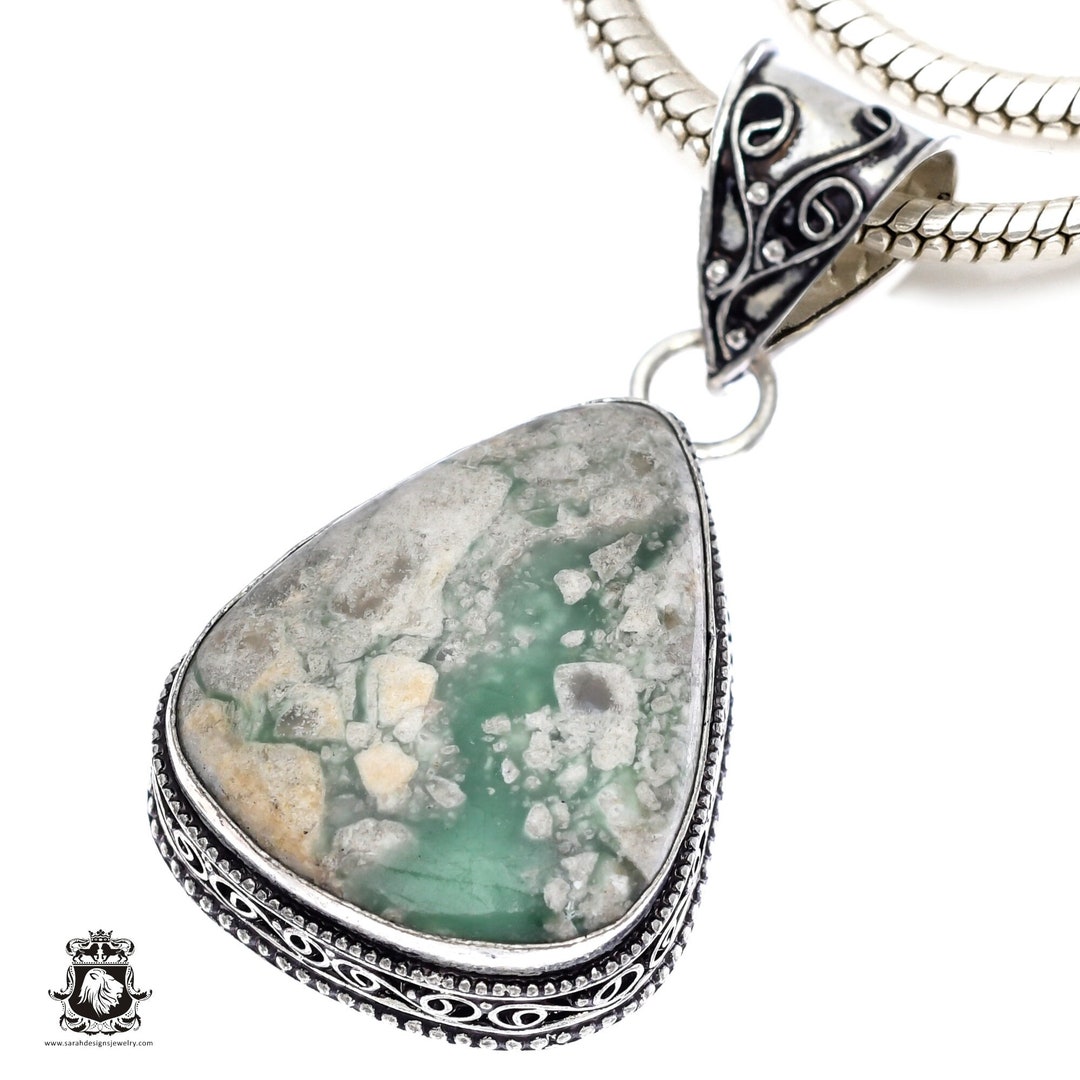 VARISCITE (nevada Mined) Pendant & FREE 2MM Italian 925 Sterling Silver ...