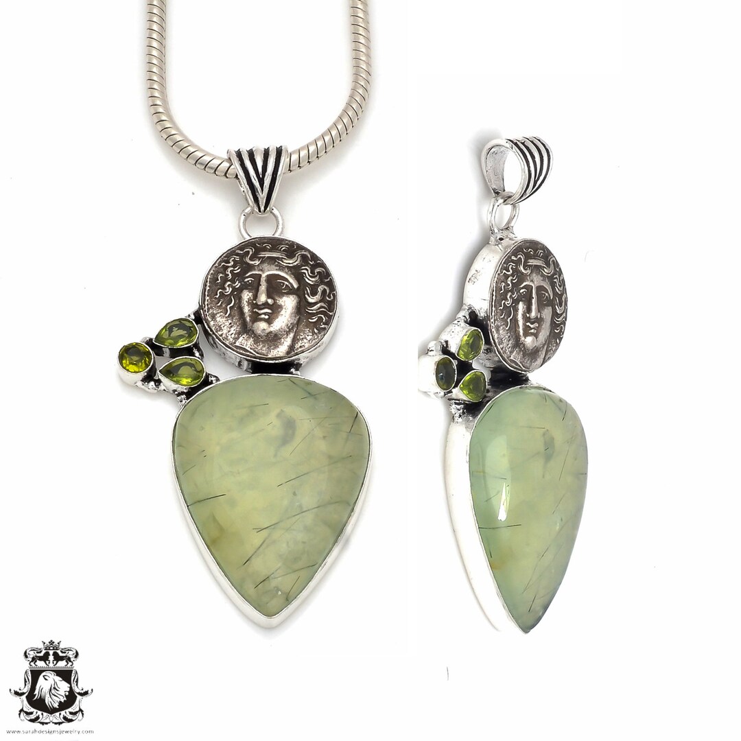 Perseus Reissued Greek Coin Gemstone Sterling Silver Pendant & FREE 2MM ...