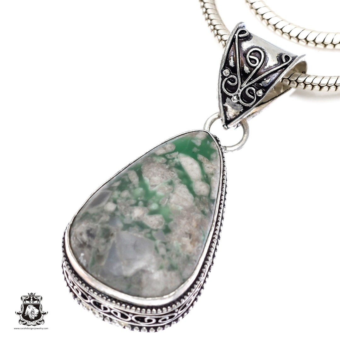 VARISCITE (nevada Mined) Pendant & FREE 2MM Italian 925 Sterling Silver ...
