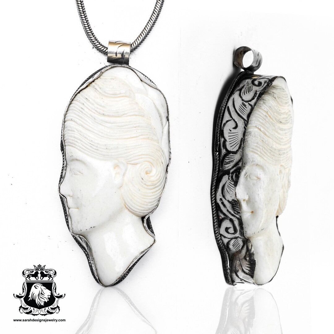 Russian Empress Catherine the Great Carving Pendant & FREE 2MM Italian ...