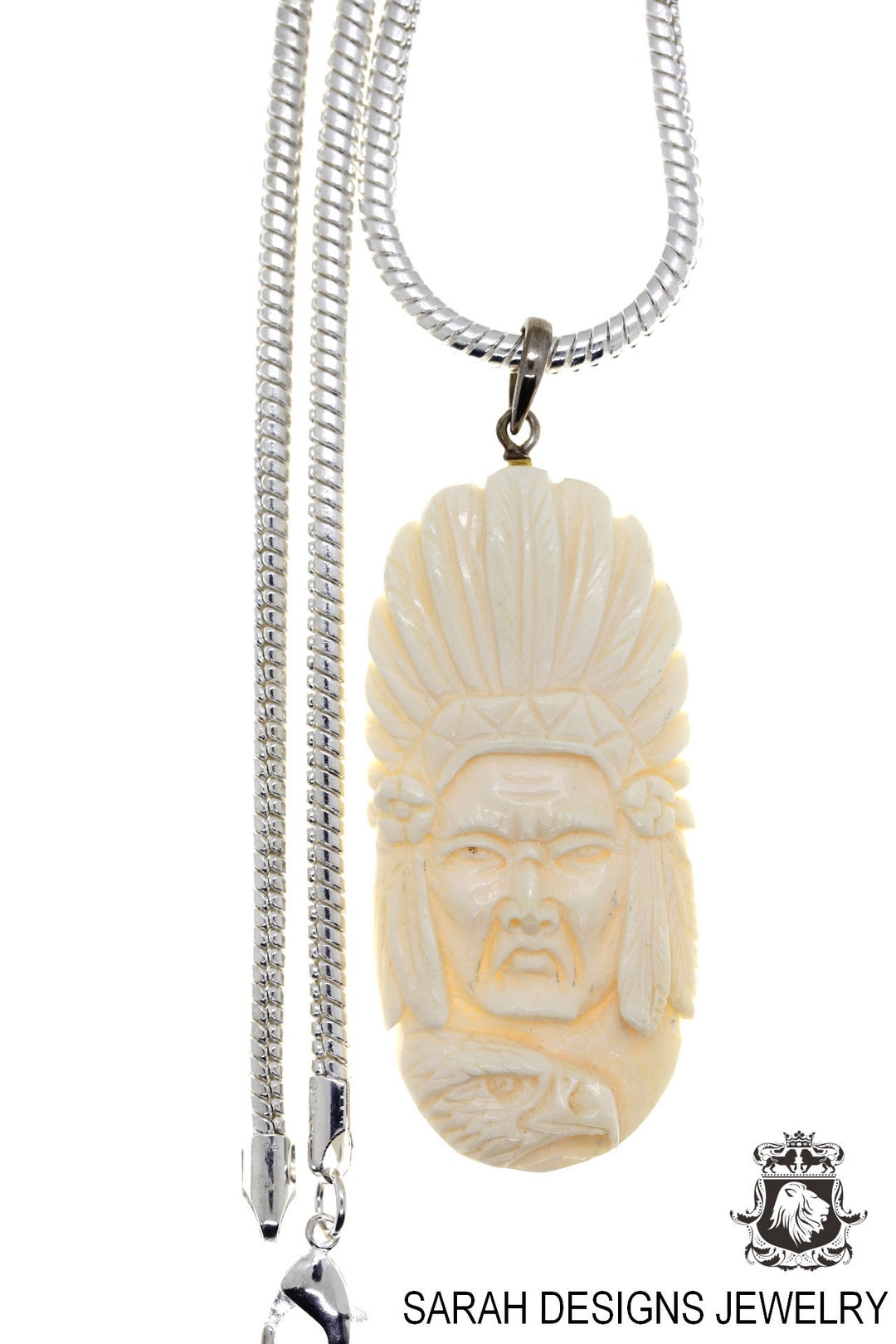 Chief Geronimo Carving Pendant & FREE 2MM Italian 925 Sterling Silver Chain C246 - Etsy