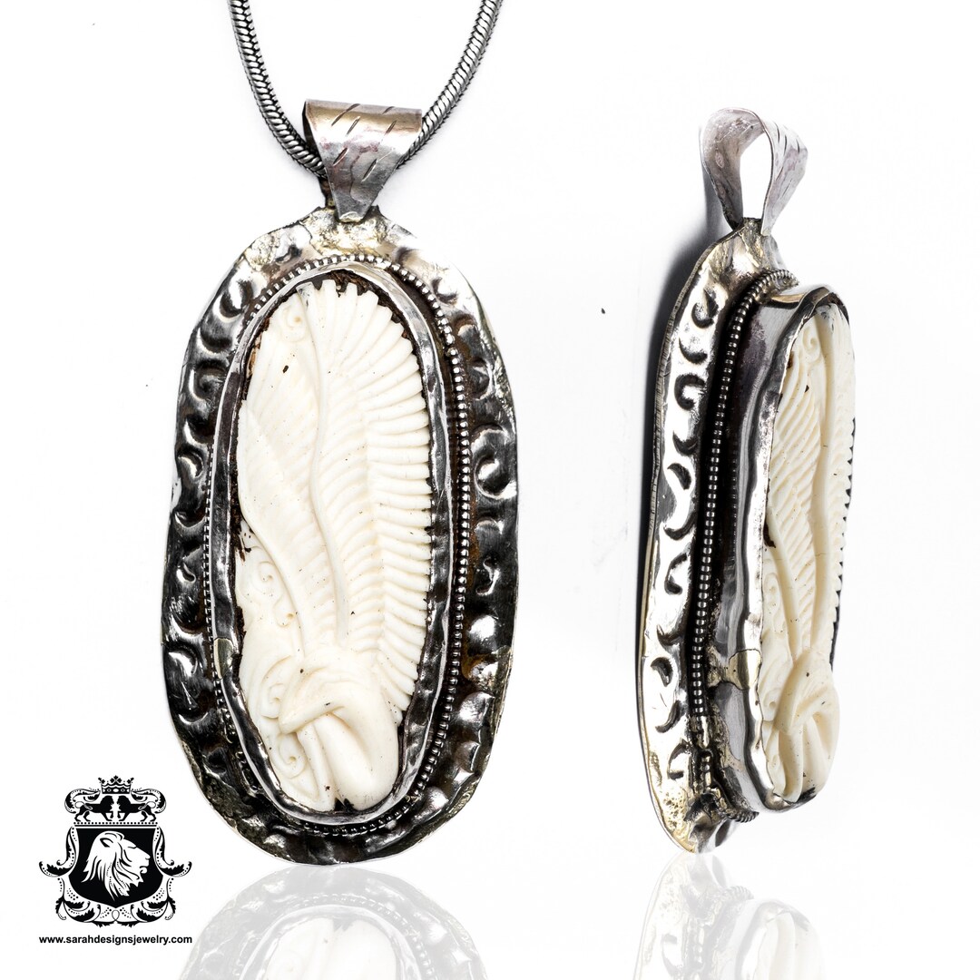 Winged Griffin Carving Pendant & FREE 2MM Italian 925 Sterling Silver ...