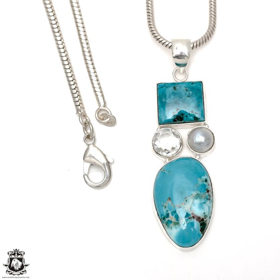 Candelaria Turquoise 925 Sterling Silver Pendant 3MM Italian 925 Sterling Silver Chain P6497 Etsy UK