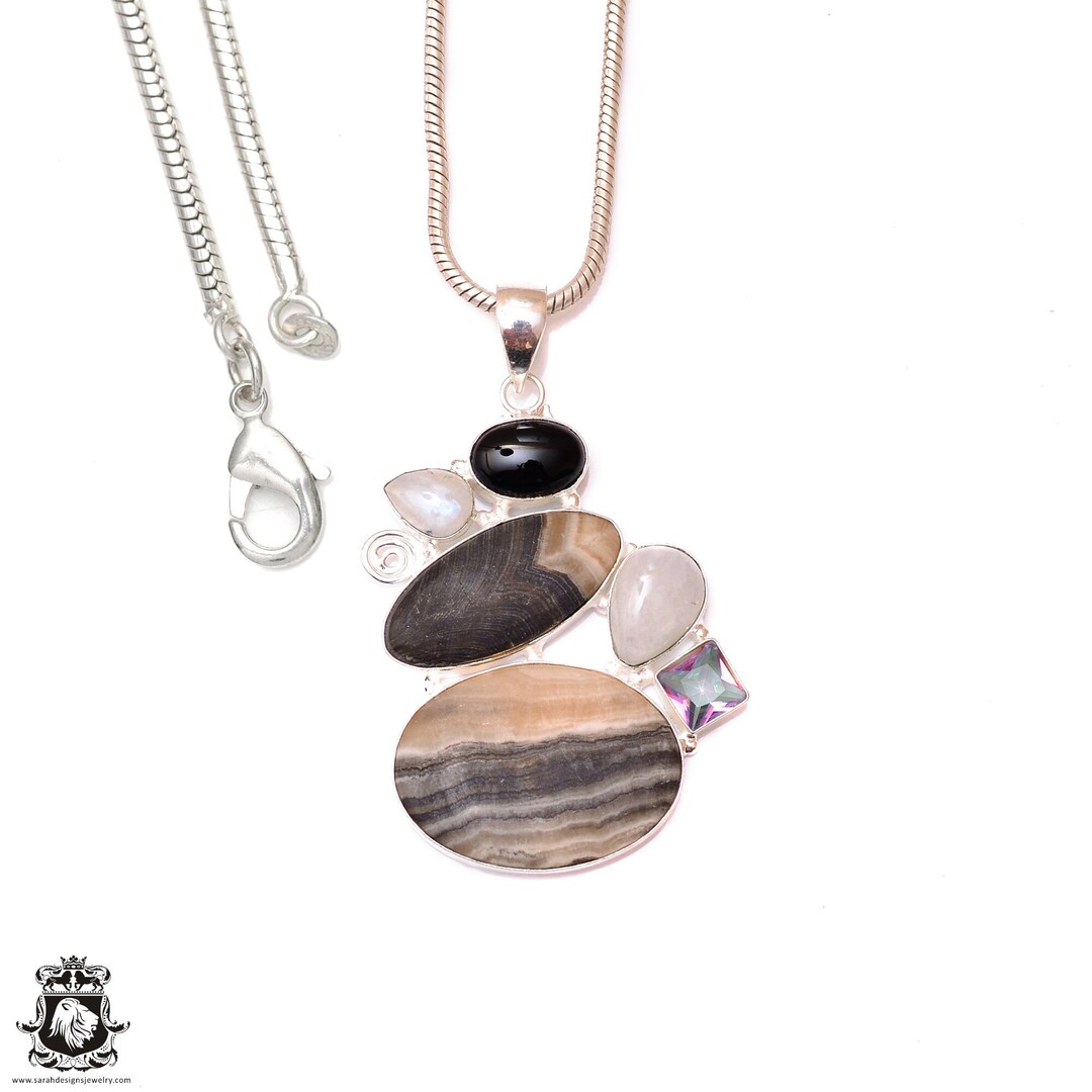 Zebra Dolomite Spinel Moonstone Mystic Topaz 925 Sterling Silver ...