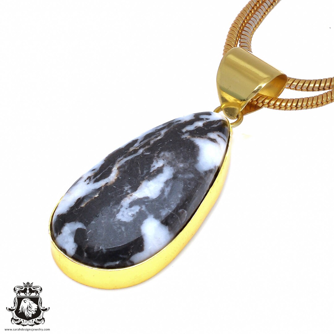 Zebra Dolomite Pendant Necklaces & FREE 2MM Italian 925 Sterling Silver ...