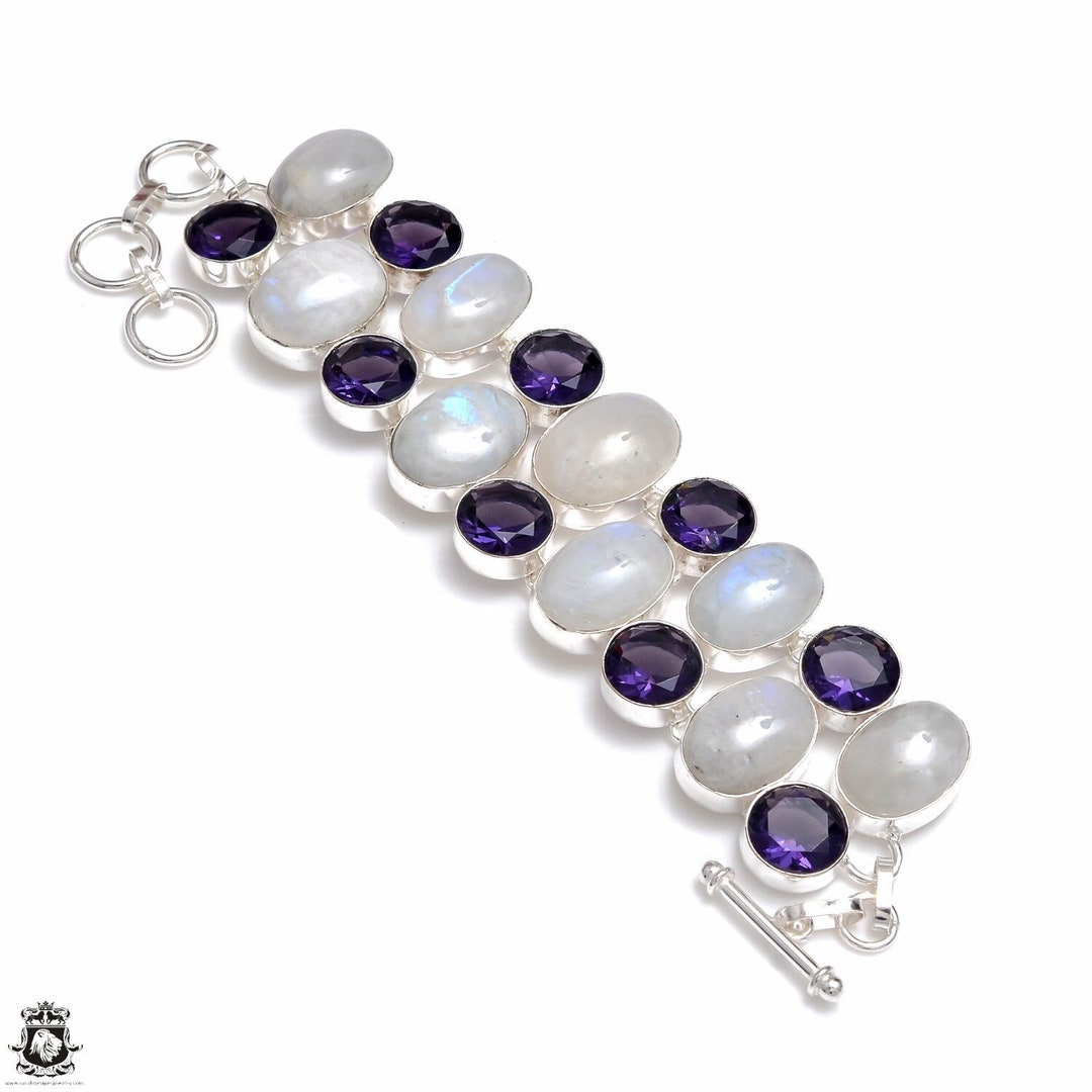 Japanese Amethyst Moonstone 925 Sterling Silver Bracelet B4110 - Etsy