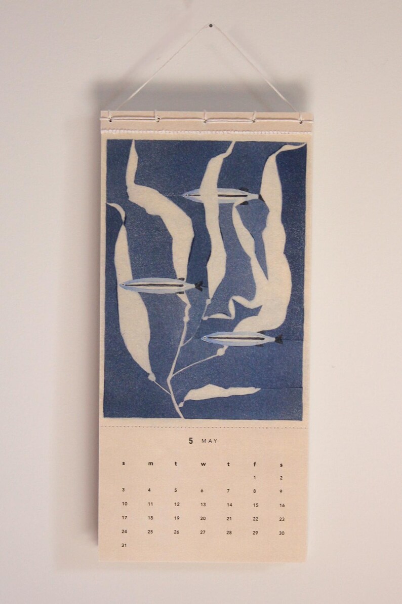 PREORDER 2026 Fish Wall Calendar, Hanging Monotype Art Prints - Etsy