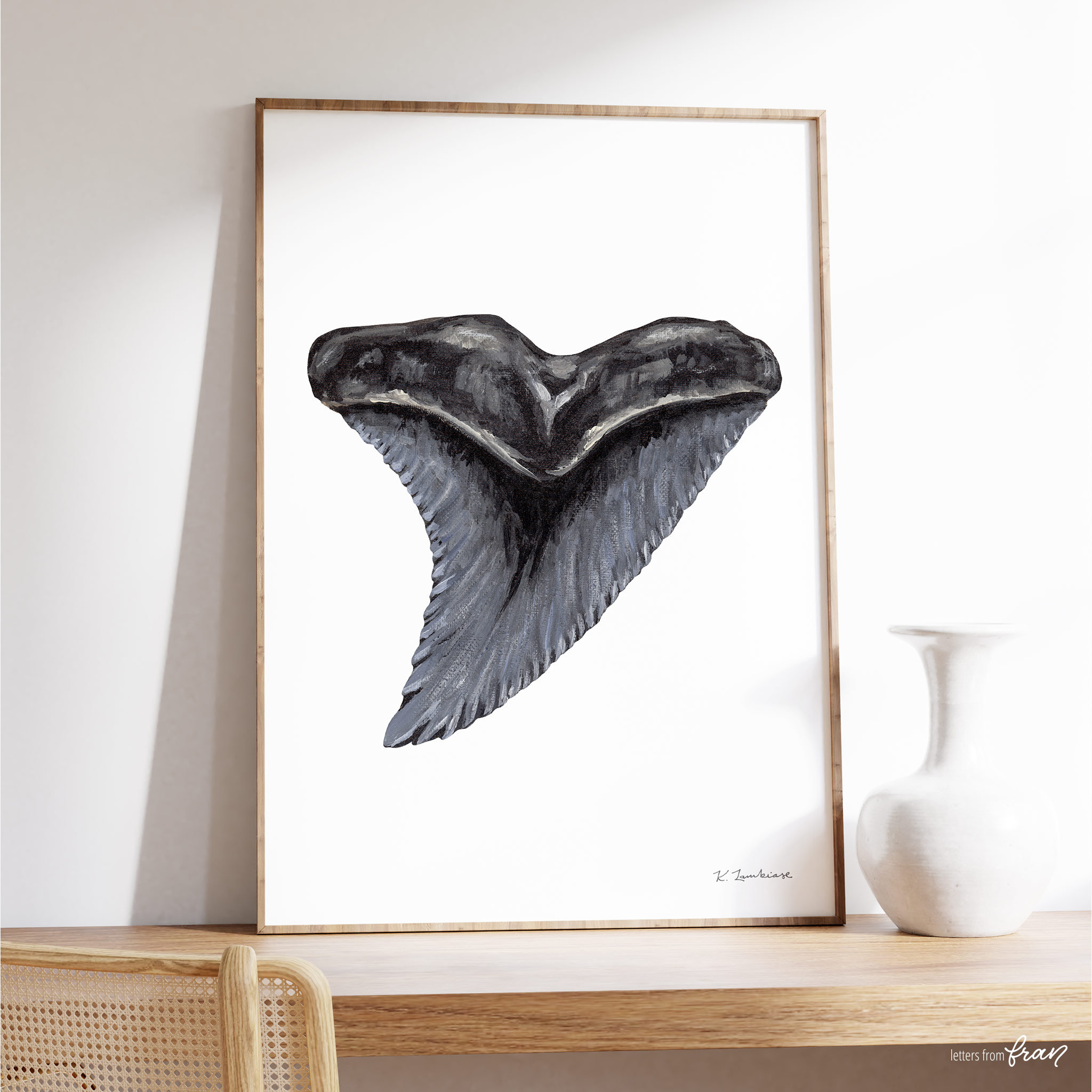 Snaggletooth Shark Tooth Shark Tooth Art Print, Snaggle Tooth Shark ...