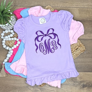 Personalized Monogrammed Shirt, Girls Monogram Bow Shirt, Toddler ...