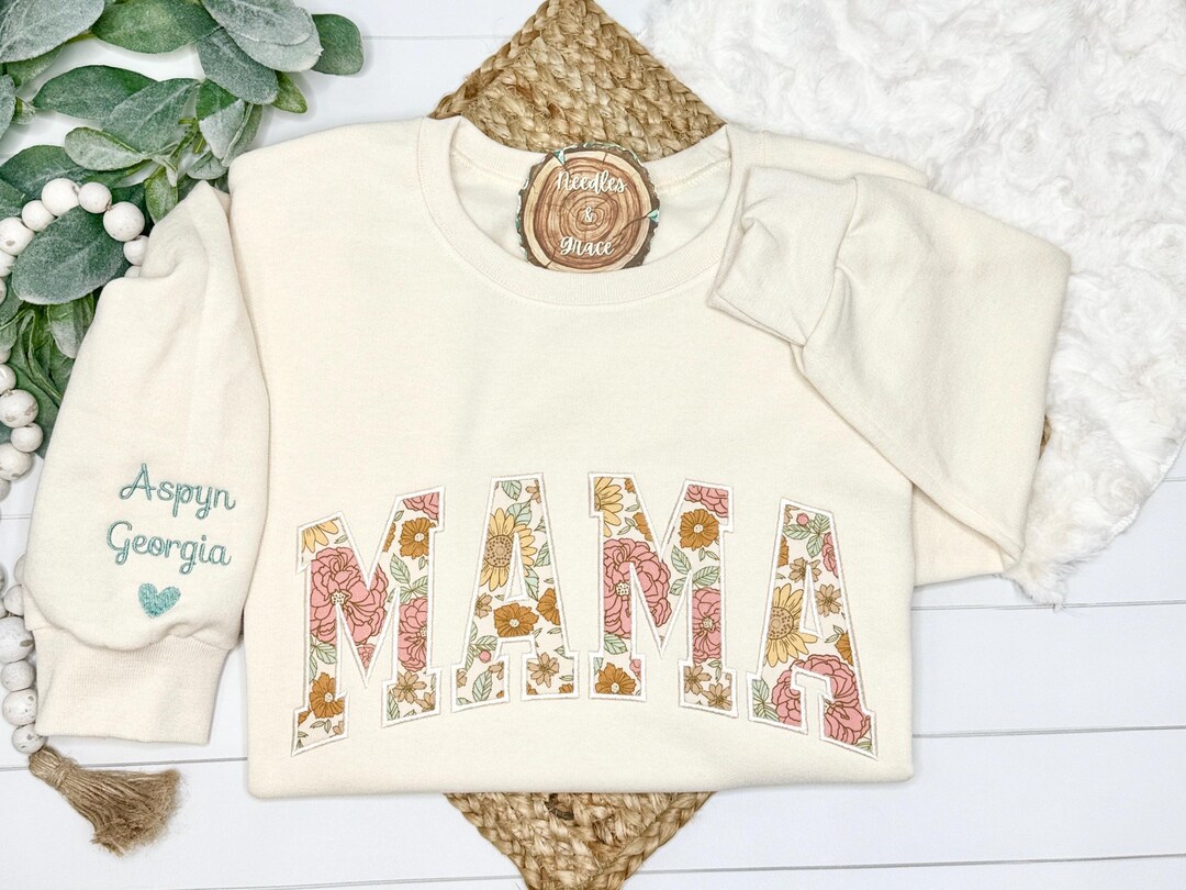 Mama Sweatshirt, Floral Embroidered Mama Shirt, Floral Mama, New Mom ...