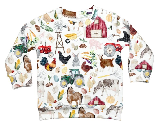 Farm Animals Shirt, Toddler Farm Sweatshirt, Cows and Farm Pullover ...