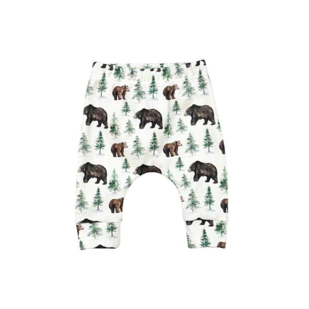Forest Bear Baby Pants, Baby Boy Leggings, Toddler Leggings, Woodland ...