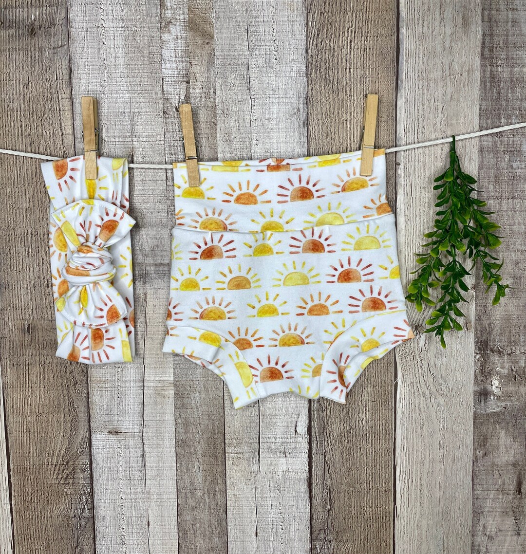 Sunshine Bummies, Sun Baby Bummies and Bow, High Waisted Bummies, Sunshine Outfit, Unique Baby ...