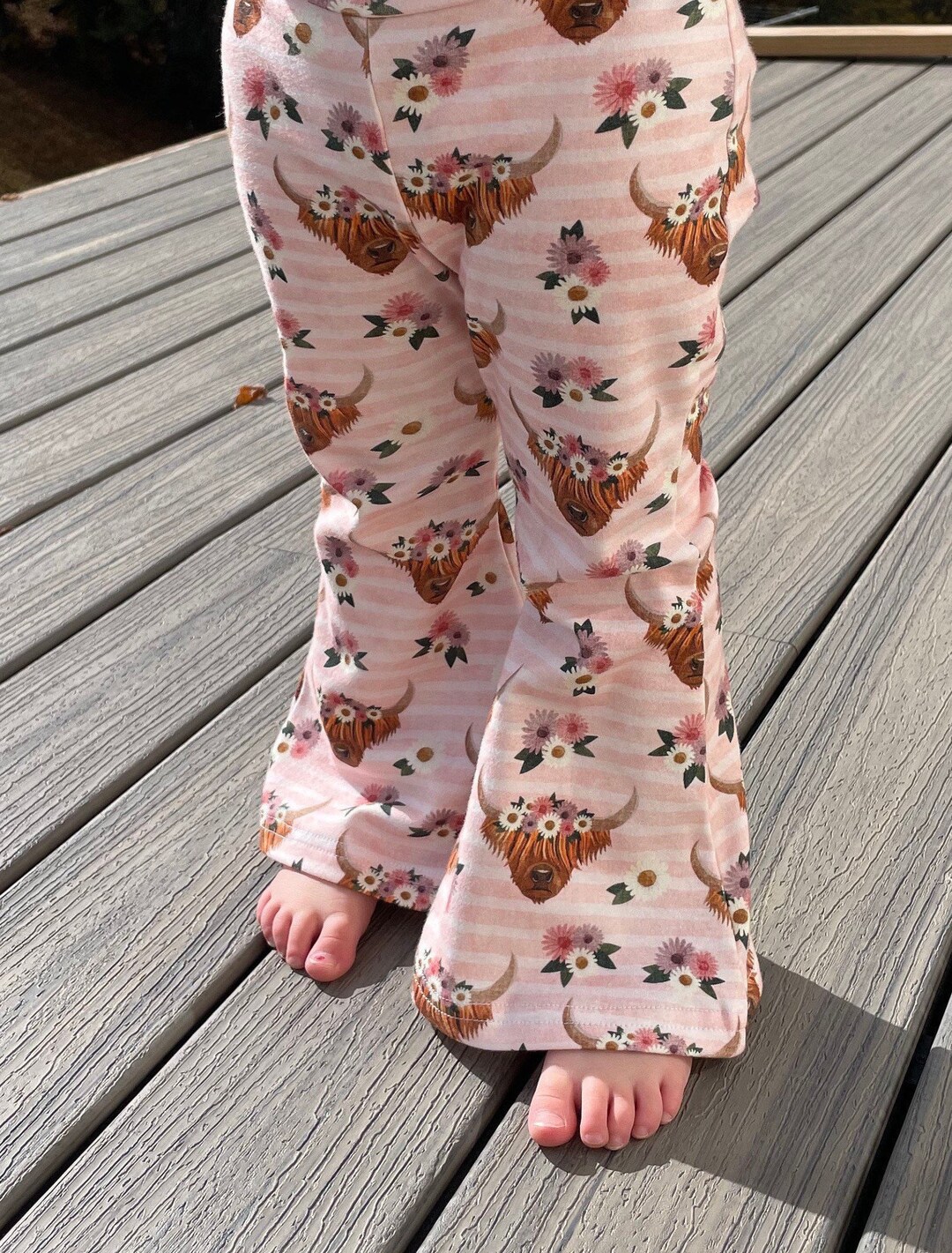 Highland Cow Bell Bottoms, Highland Cattle Pants Baby Flare Pants ...