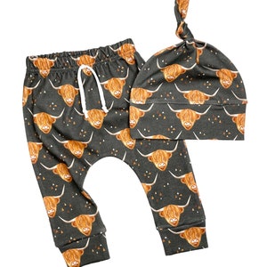 Highland Cow Baby Boy Coming Home Outfit, Baby Pants, Organic Baby ...