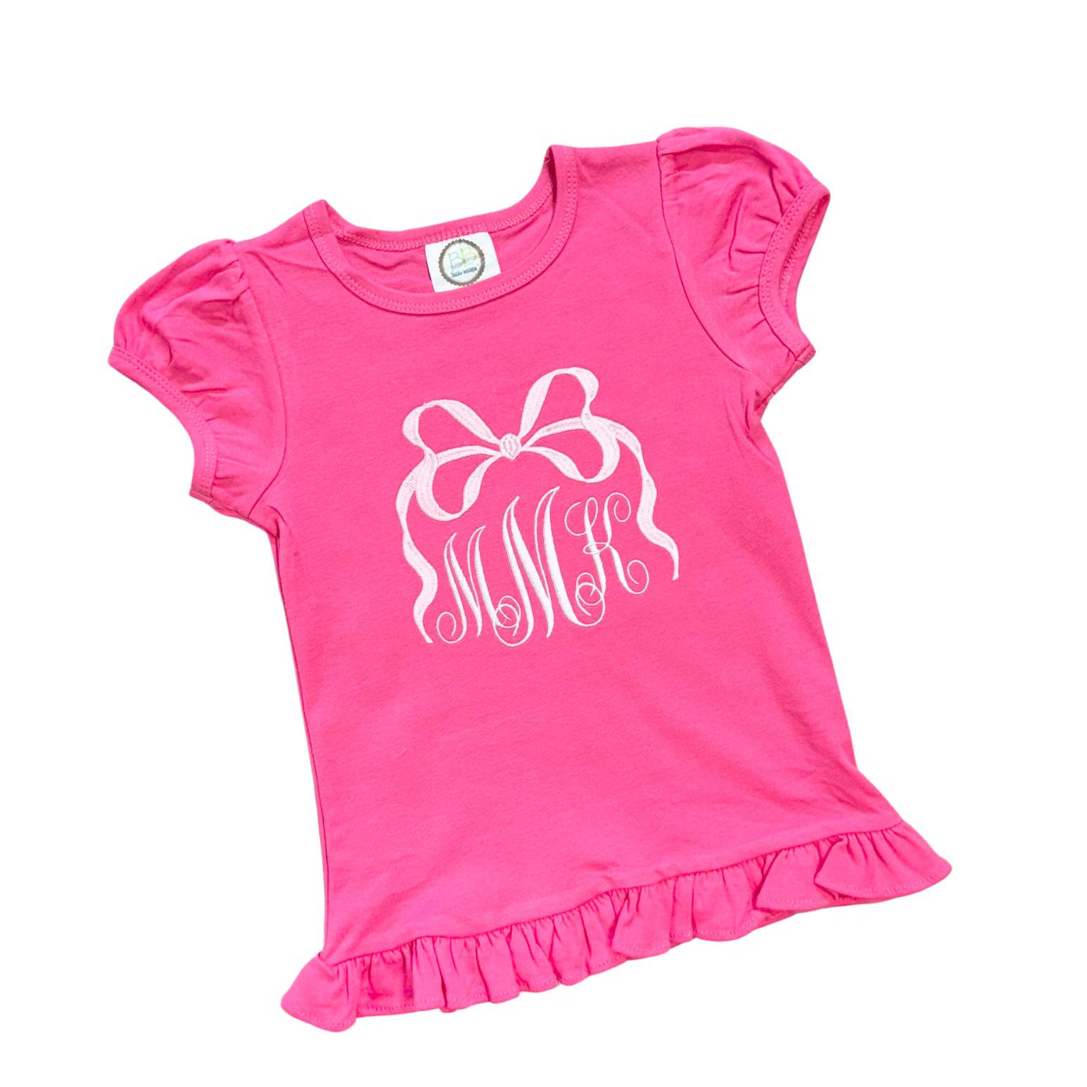 Personalized Monogrammed Shirt, Girls Monogram Bow Shirt, Toddler ...