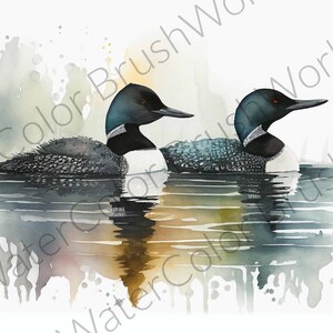Watercolor Loon Painting Printable Art Wall Poster Watercolour - Etsy